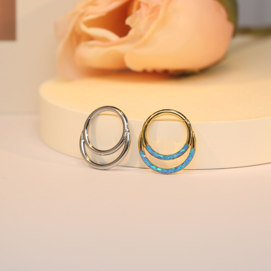 16G Hinged Double Ring/nasal Septum Ring/nose Ring/medical Steel ...