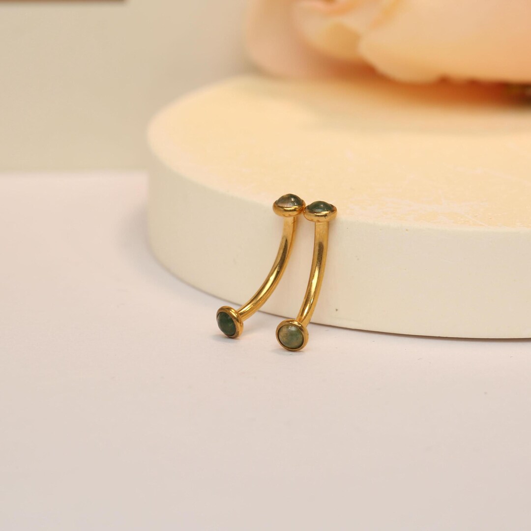 Watergrass Agate Eyebrow Jewelry G23 Eyebrow Piercing Jewelry Curved ...