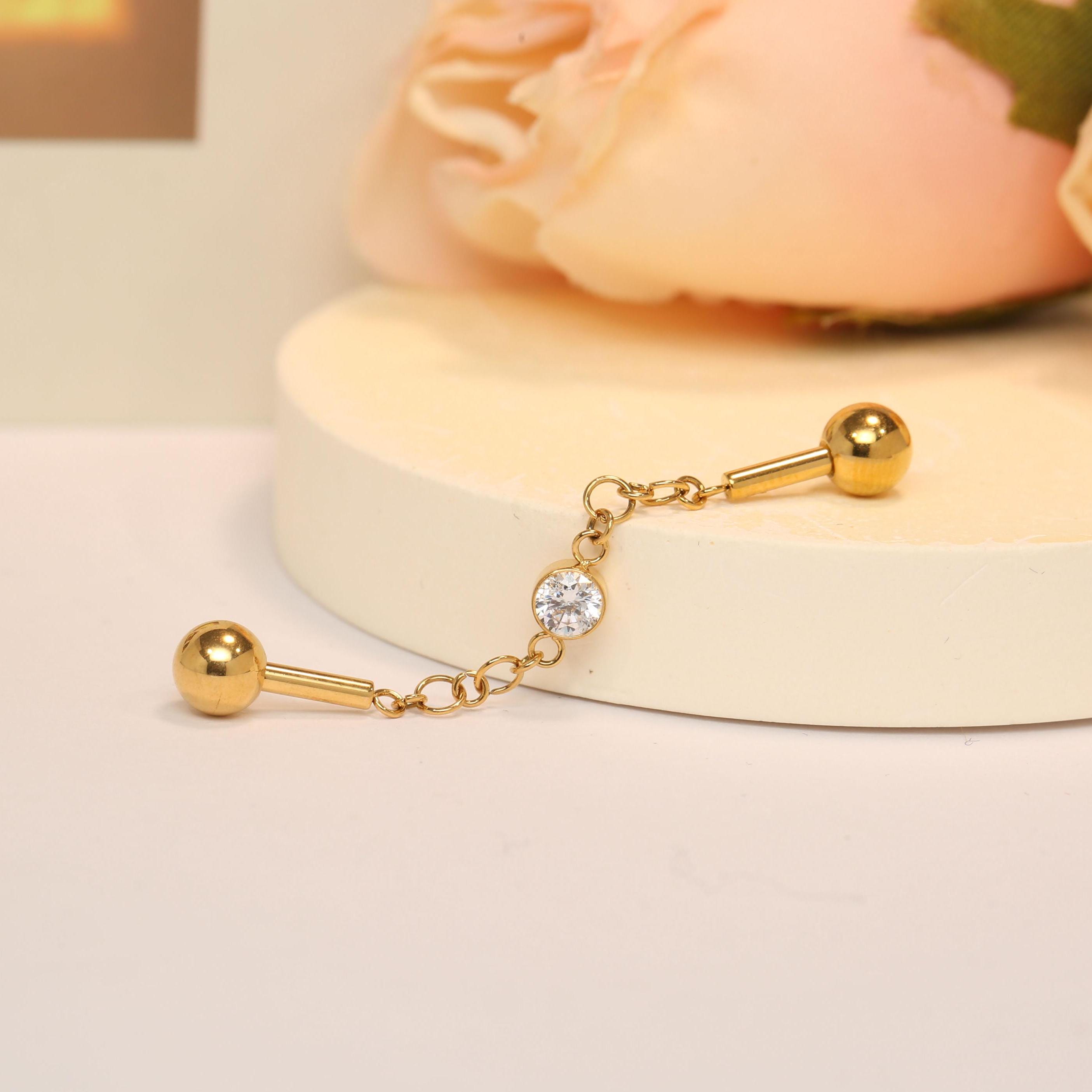 14G Unique Zirconia Pendant Connecting Chain Industrial Piercing ...
