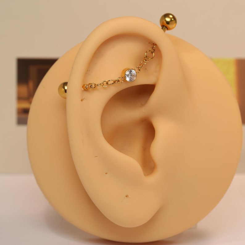14G Unique Zirconia Pendant Connecting Chain Industrial Piercing ...