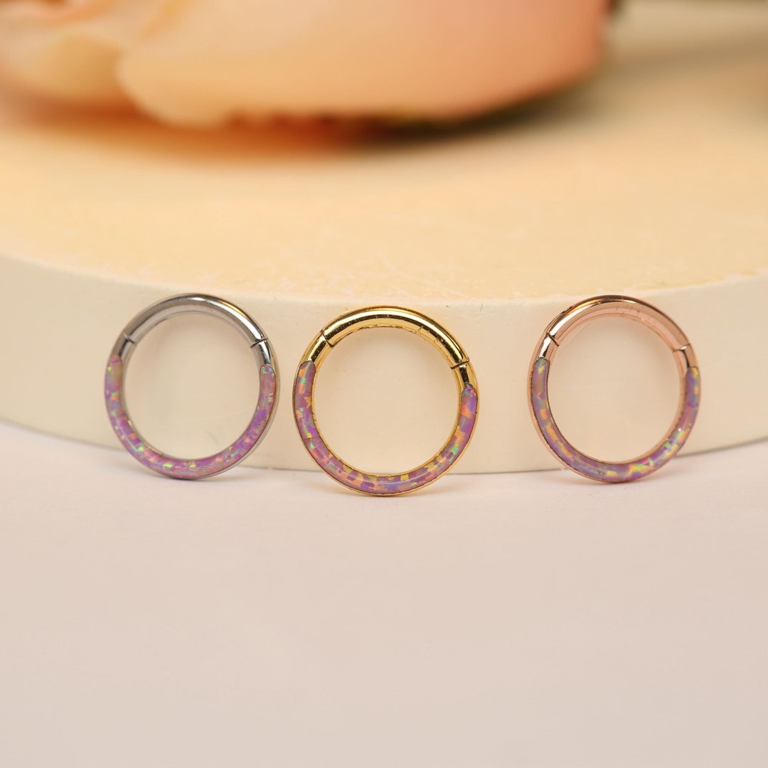 Pink Opal Septum Ring Septum Jewelry Septum Clicker Ring Piercing ...
