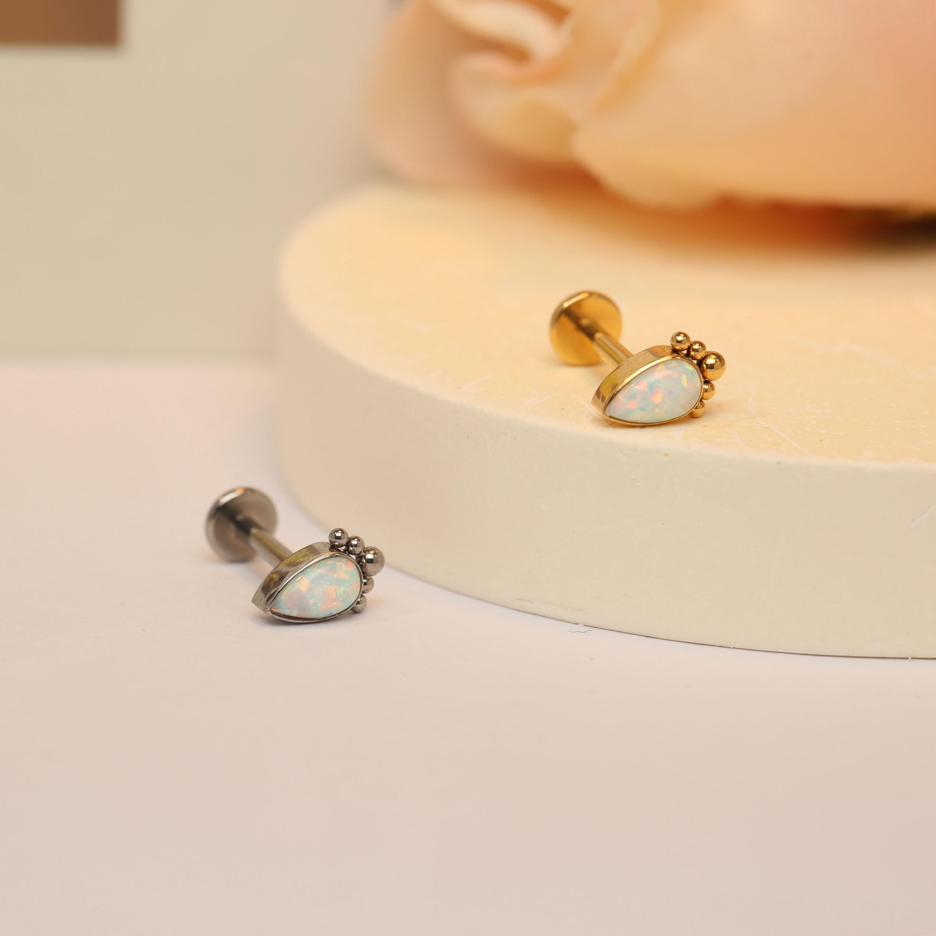 Cute Opal Conch Lip Stud Medusa Piercing Jewelry 16G Titanium/silver ...