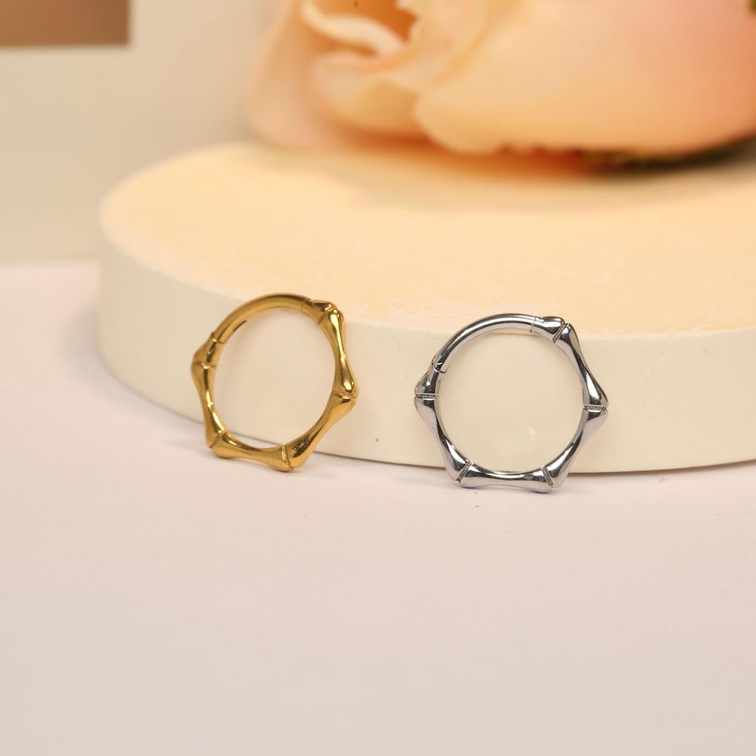 Unique Bone Shape Septum Ring Nose Ring 16G Medical Steel Hinge Nose ...