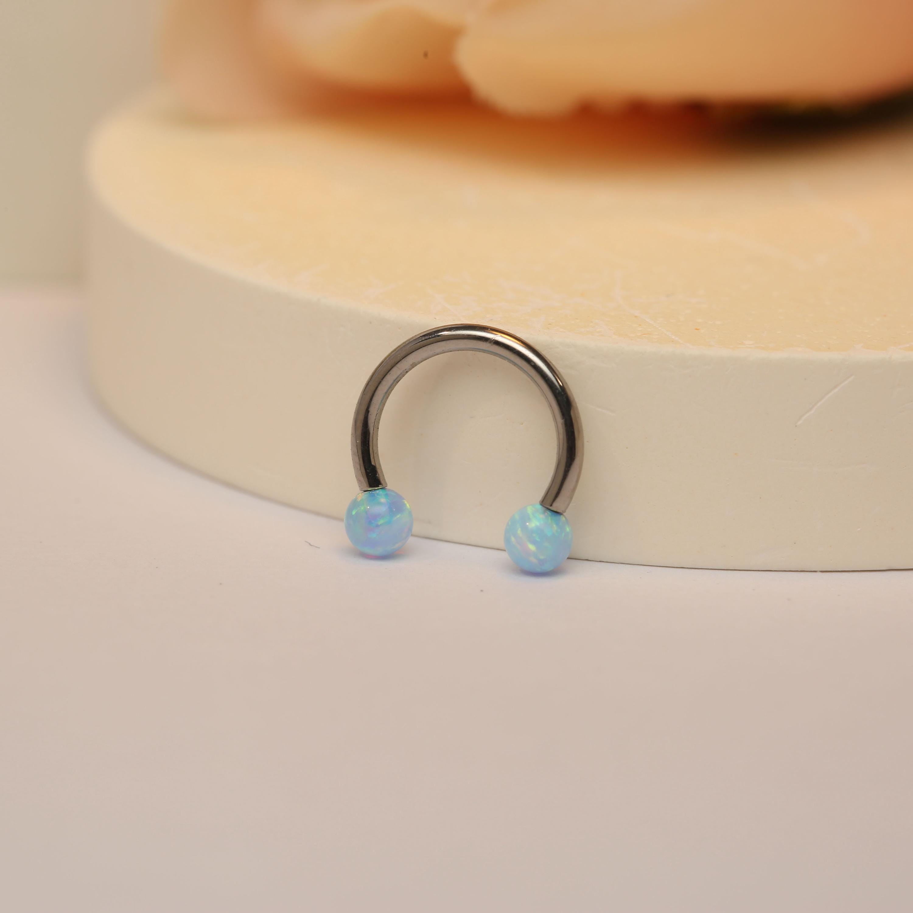 Septum Horseshoe Nose Ring Cute Opal Nose Ring 16G Surgical Steel ...