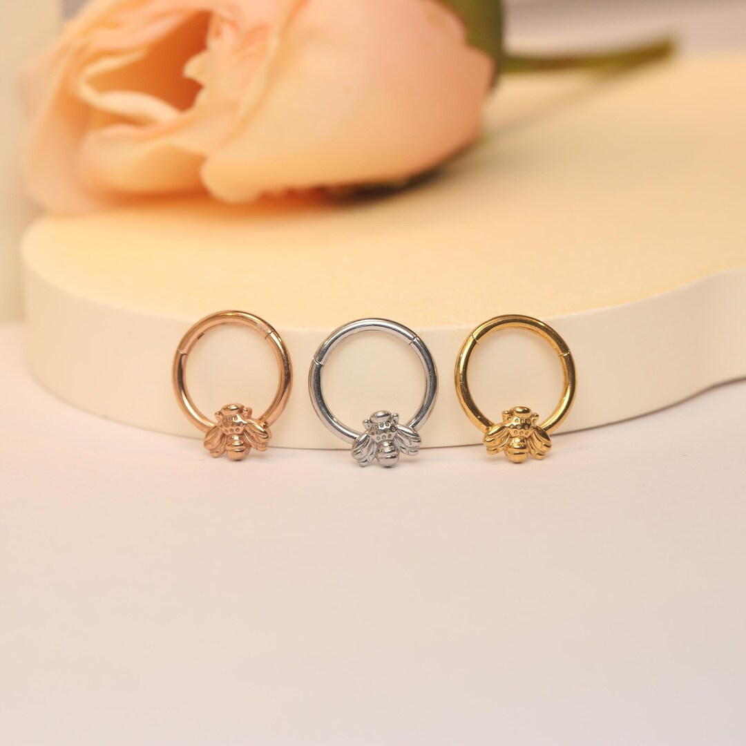 Cute Little Bee Nose Ring 16G Nasal Septum Jewelry Nasal Septum Clicker ...