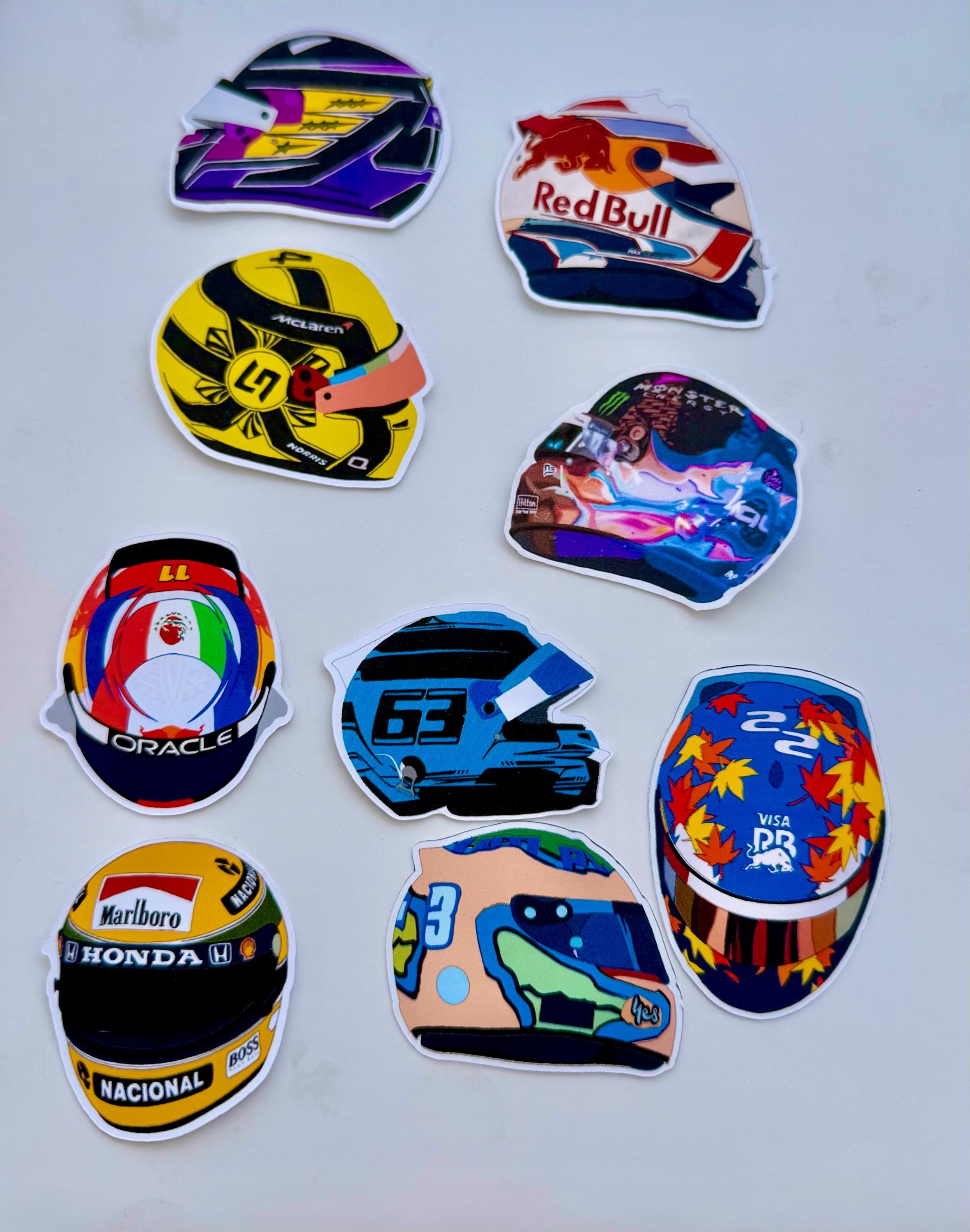 F1 Driver Helmet Stickers | Verstappen, Norris, Senna, Hamilton, & More ...