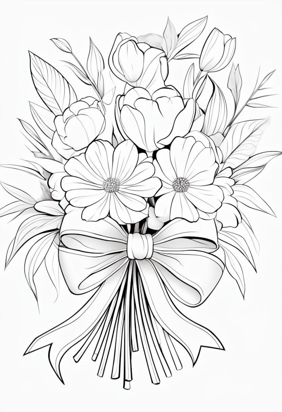 Coloring Book Pages - Flowers 5 Pages - Etsy