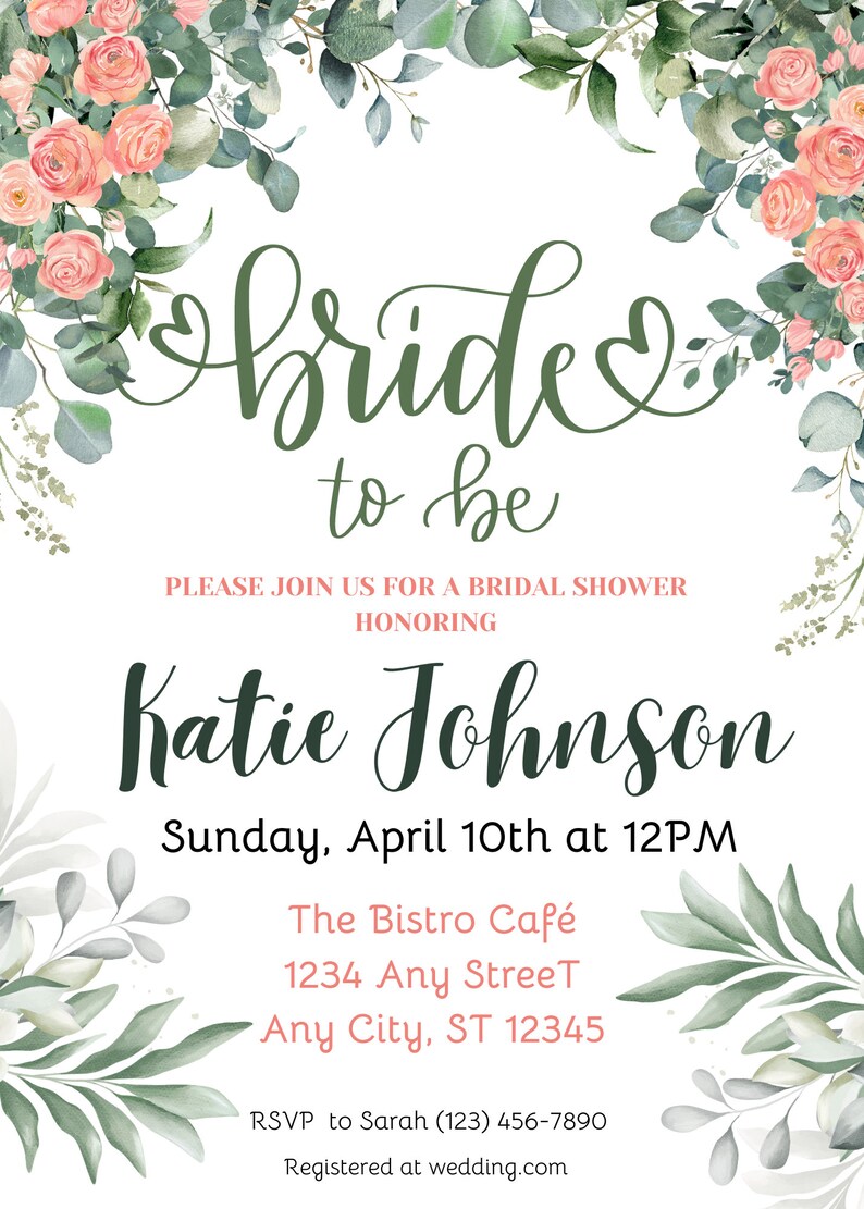Editable Bridal Shower Invitation Template, Bridal Shower Digital ...
