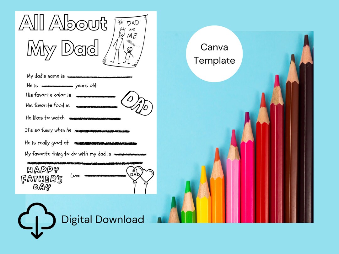 Printable Father's Day Coloring Worksheet, Instant Download, Father's ...