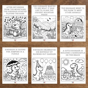 10 Pages Dinosaur Adventures Doodlefun Printable Coloring Book | for ...