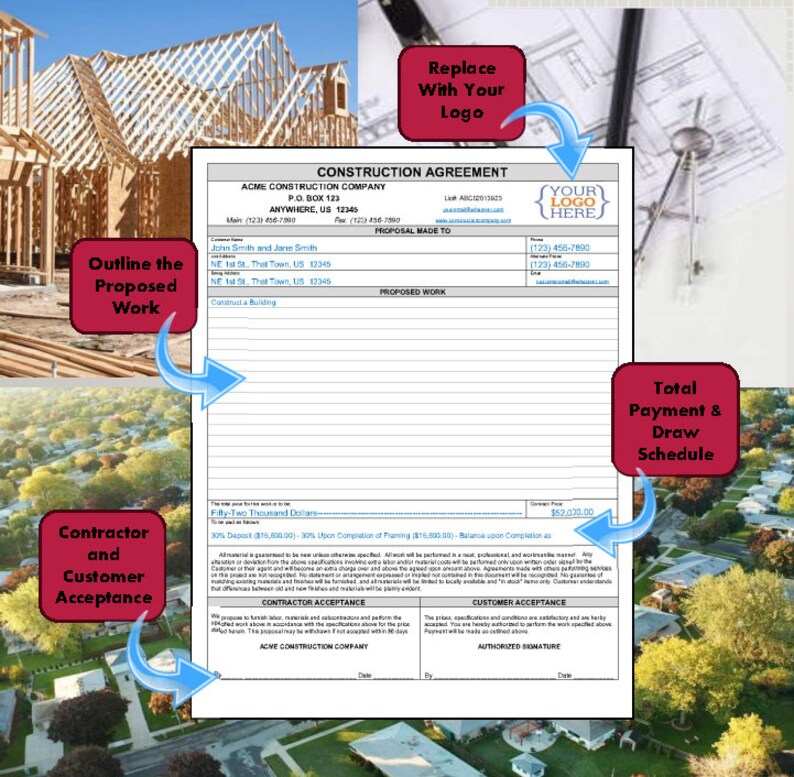 Construction Agreement Template | Microsoft WORD and EXCEL ...