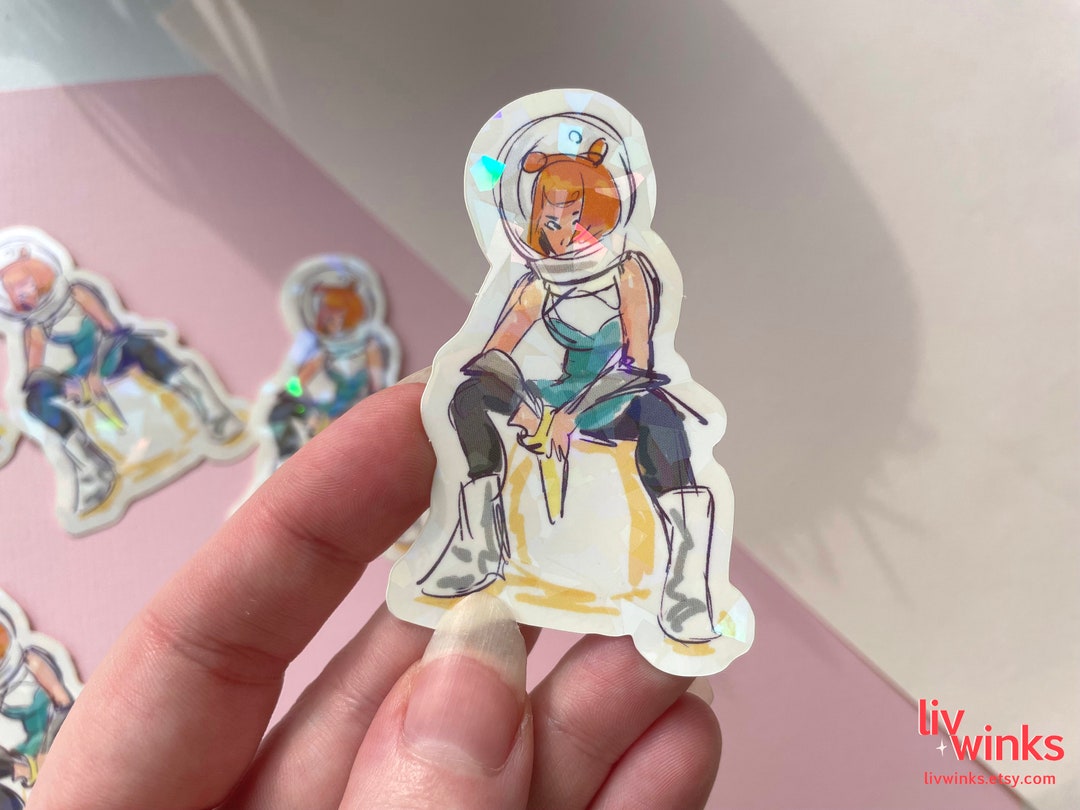 Space Girl Holographic Sticker Vinyl Astronaut Sci-fi Pinup - Etsy