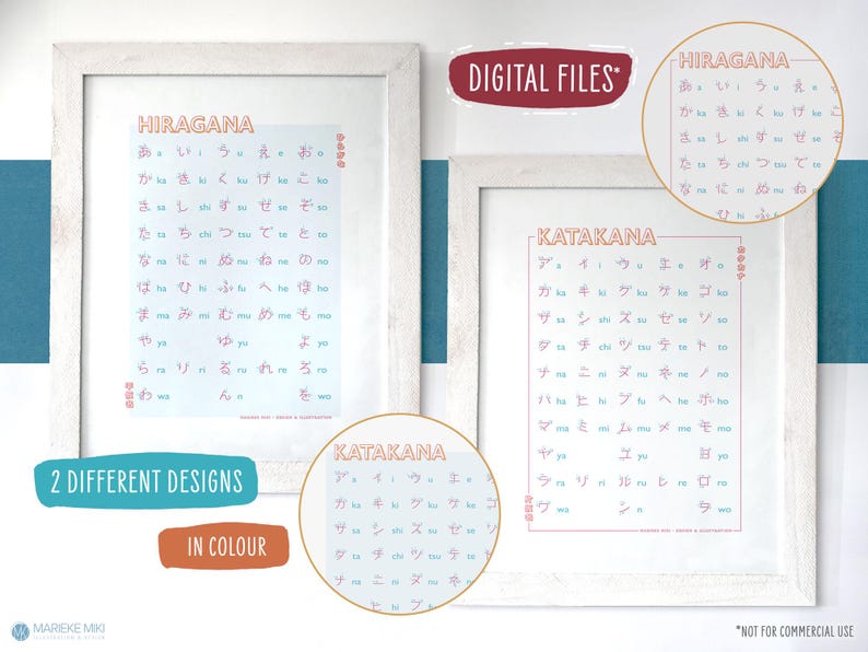 Hiragana Katakana Set, Colourful Posters, Language Learning, Hiragana ...