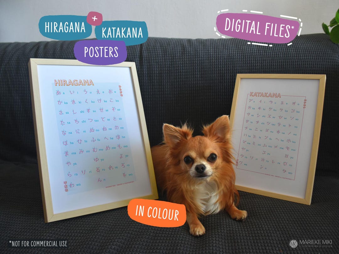 Hiragana Katakana Set, Colourful Posters, Language Learning, Hiragana ...