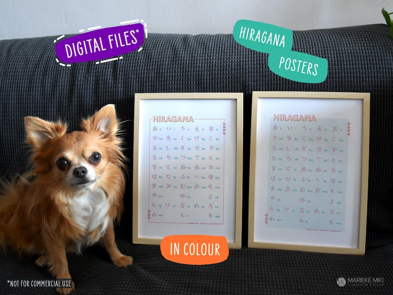 Hiragana Print, Colourful Poster, Japanese Language Learning, Hiragana ...