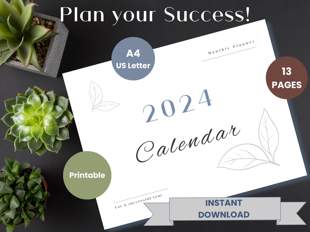 2024 Minimalist Printable Monthly Calendar 2024 Minimalist Printable ...