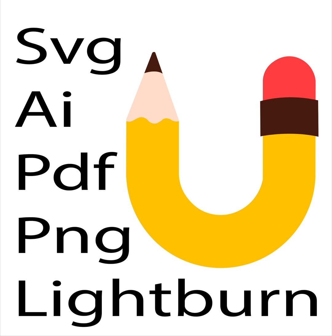 Alphabet Pencil Shape Layered Letter U Svg File - Etsy
