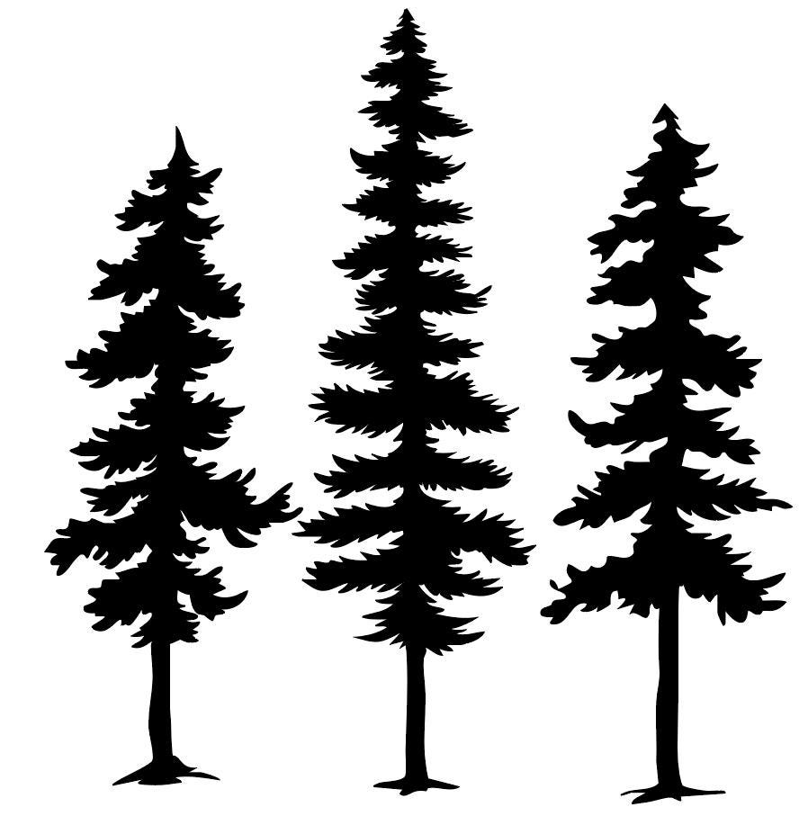 Pine Tree Silhouette 3 Trees SVG File - Etsy