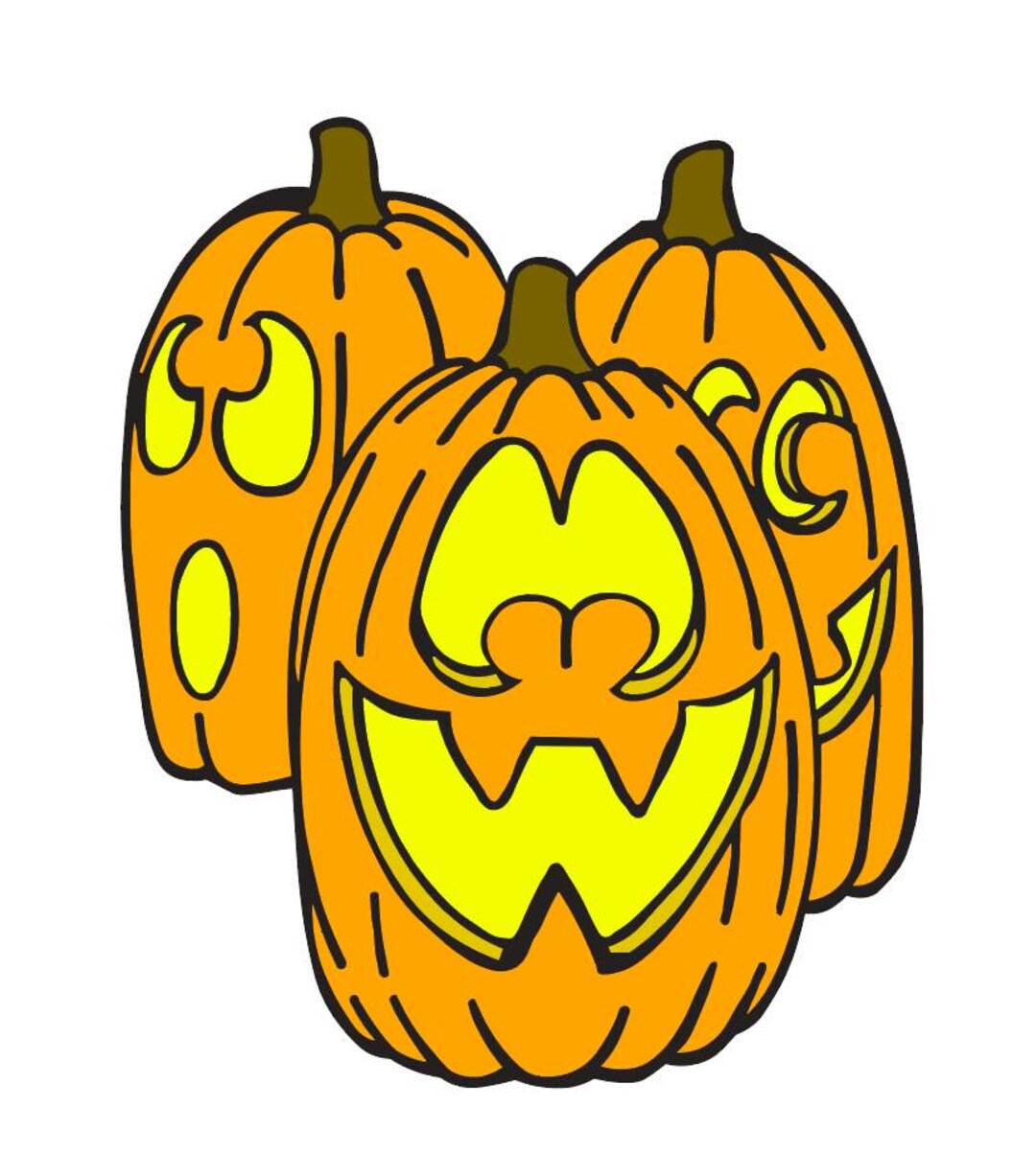 Three Halloween Pumpkins With Faces SVG File - Etsy