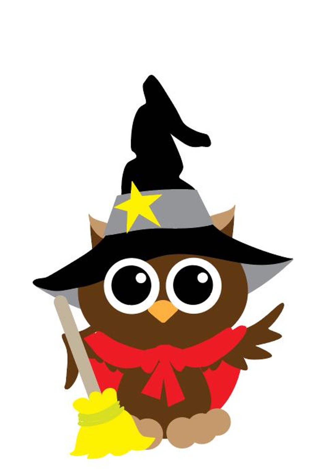 Cute Halloween Witch Owl With Broom SVG File - Etsy