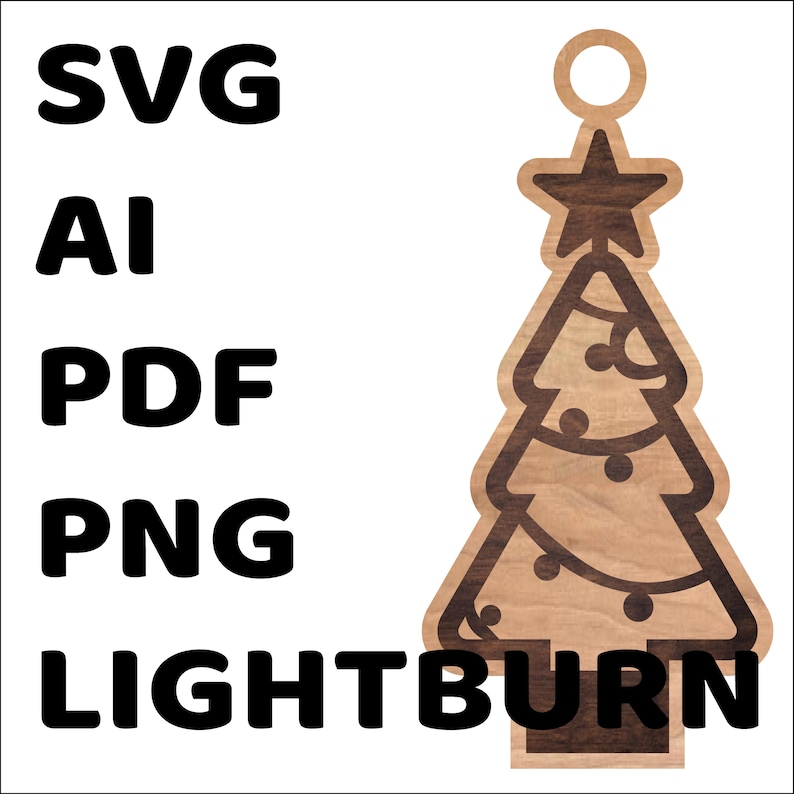 Christmas Tree Silhouette With Star and Ornaments, Ornament SVG File - Etsy