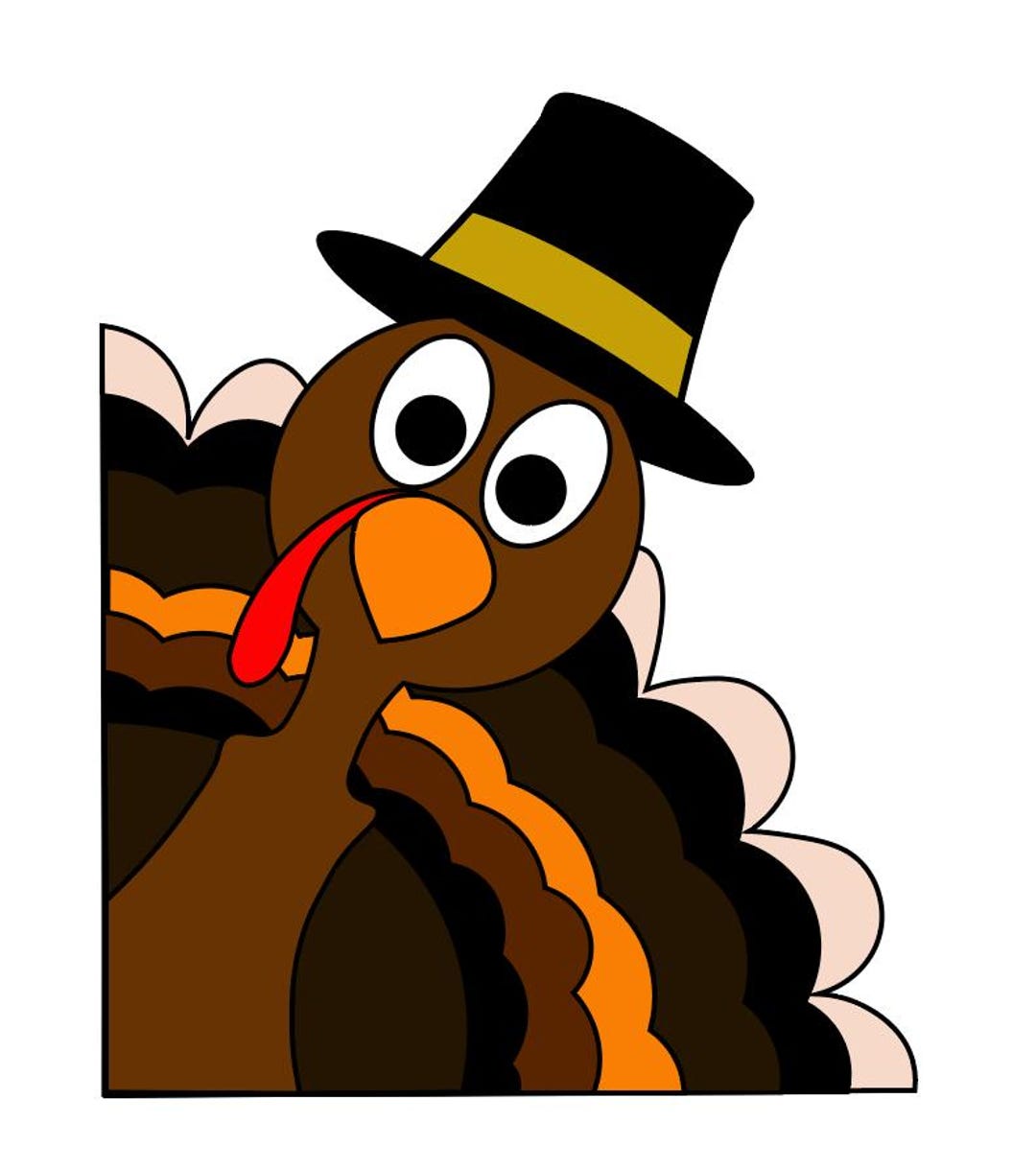 Layered Turkey Peaking Around Corner Thanksgiving SVG File - Etsy