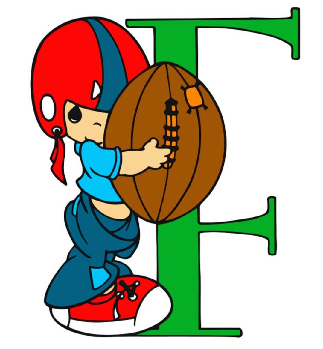 Moment Precious Alphabet "f" Football Player With Helmet and Football ...