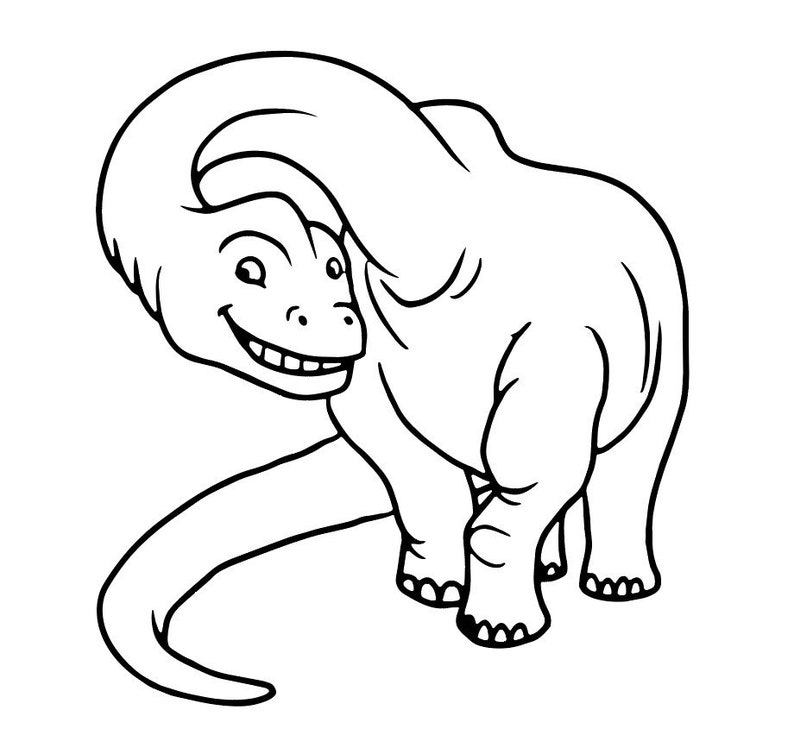 Brachiosaurus Dinosaur SVG File Color Black and White - Etsy