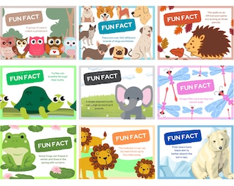 100 Printable Fun Fact Cards for Kids, Instant Download Fun Fact Cards ...