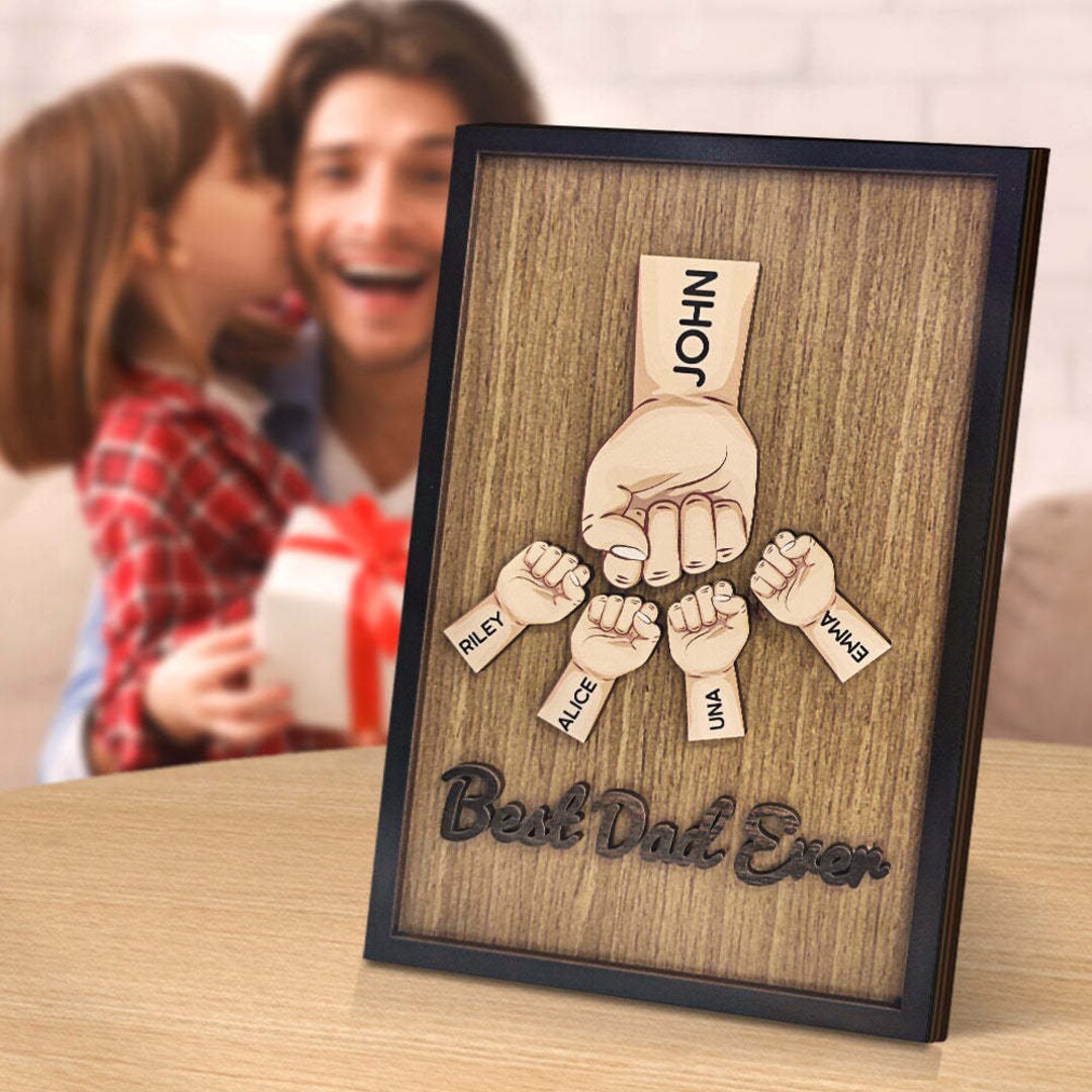 Personalized Father's Day Fist Bump Sign With Name Wooden Plaque Decor ...