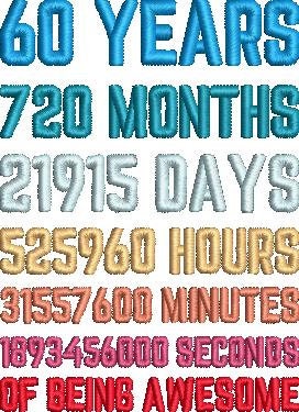 60 Years 720 Months Embroidery Designs | Machine Embroidery Designs ...