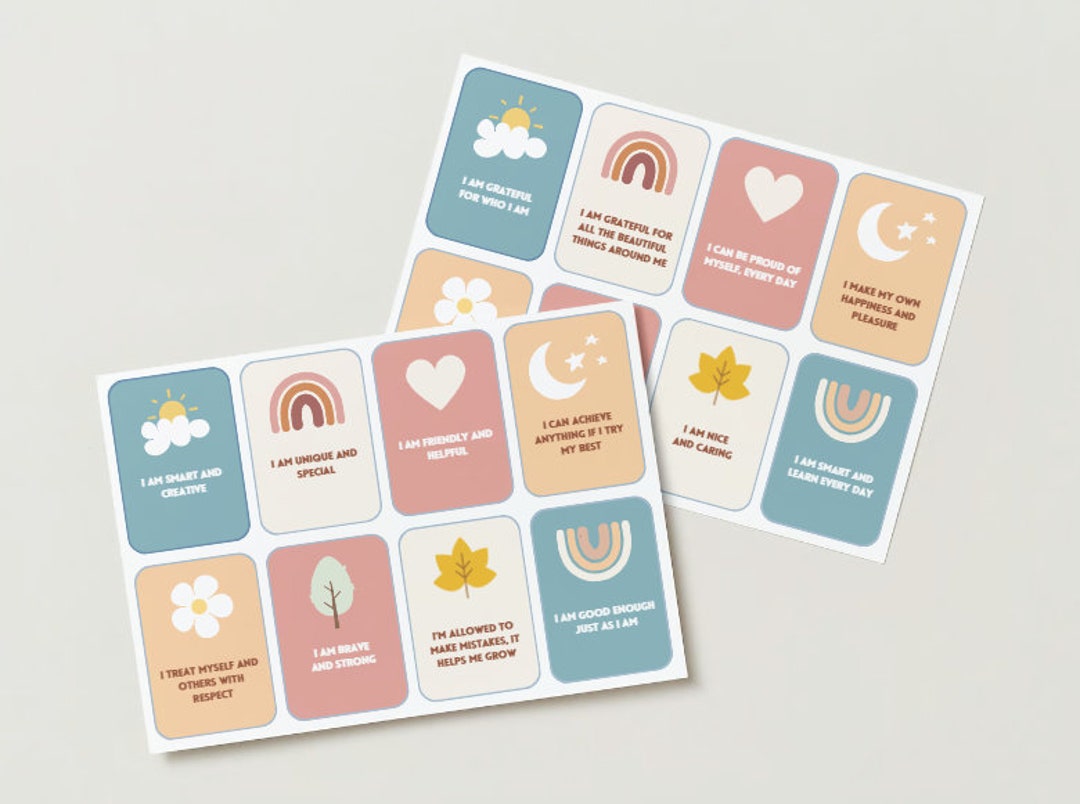 Set of 40 Positive Affirmation Cards for Children in 2 Languages ...