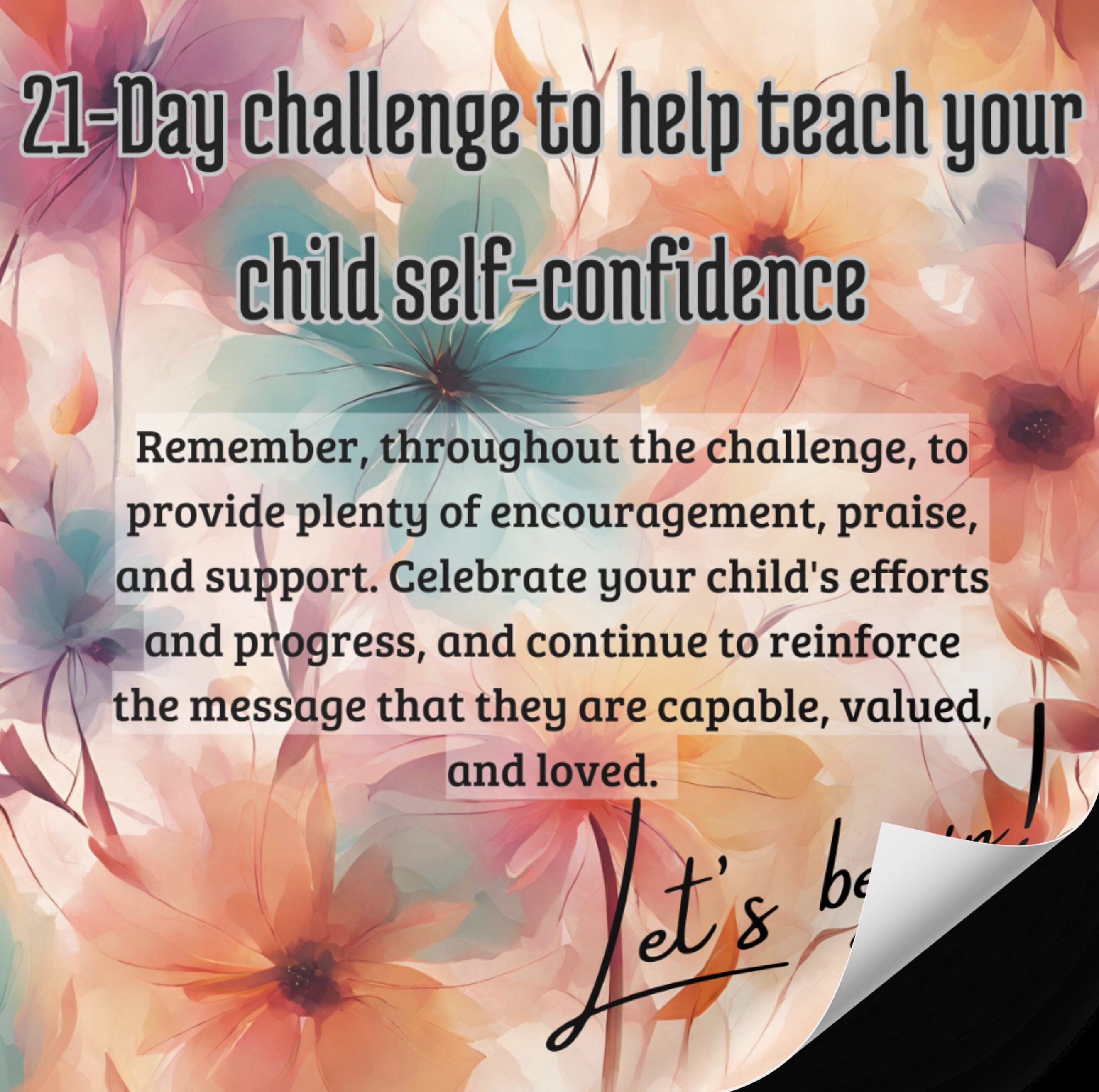 Challenge: 21 Days Child's Self-confidence. Handmade. Low Self Esteem ...