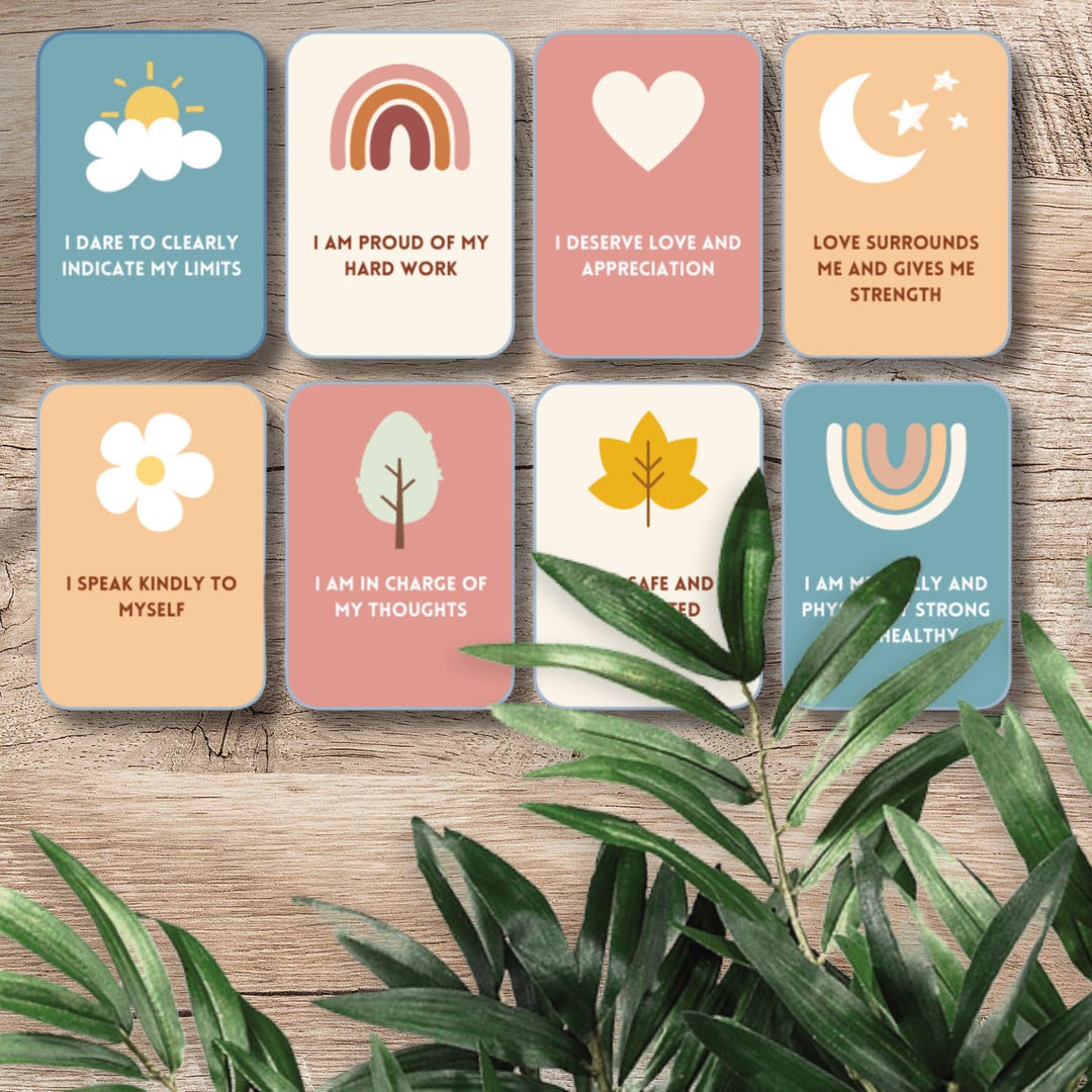 Set of 40 Positive Affirmation Cards for Children in 2 Languages ...