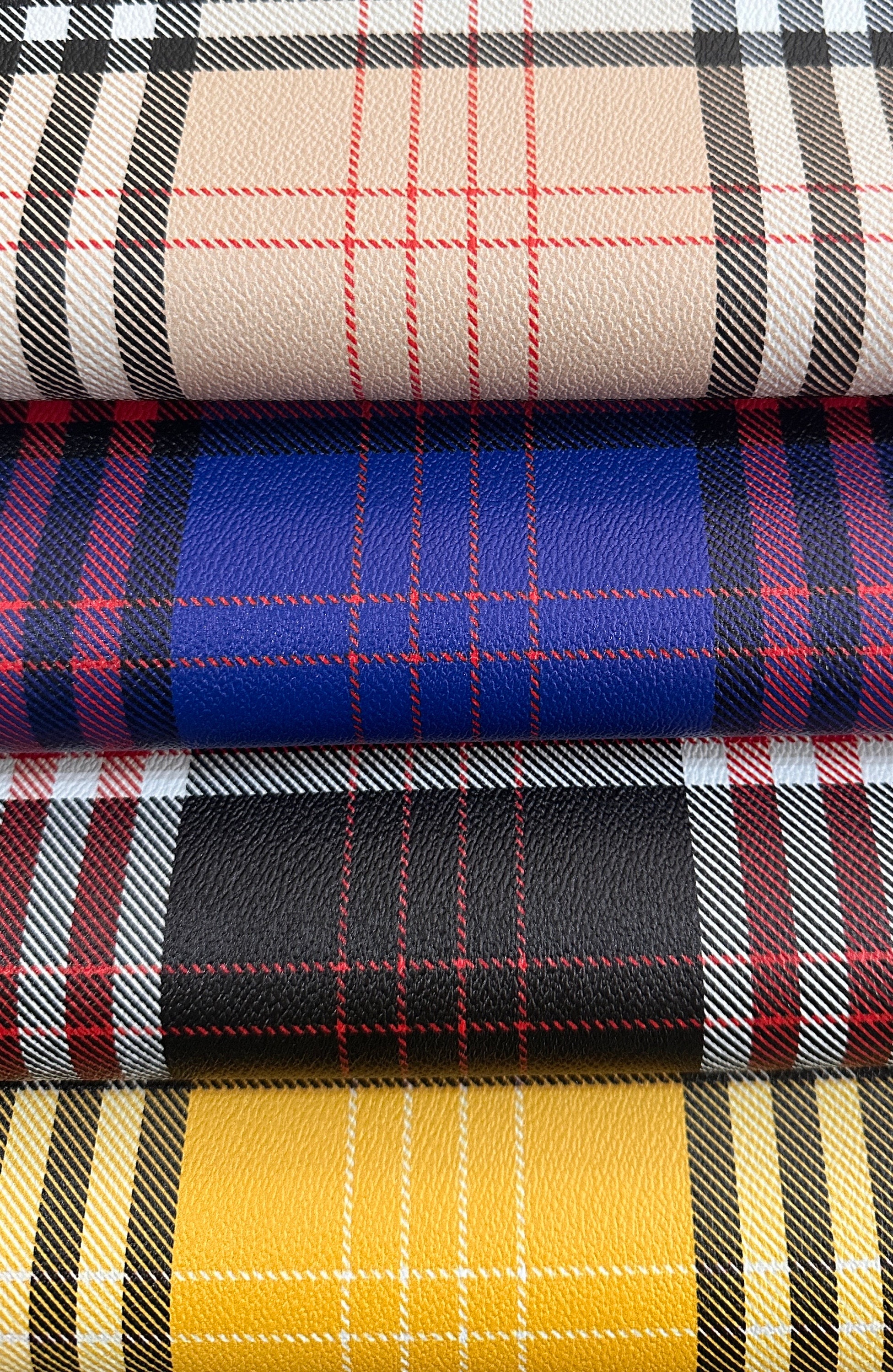 High Quality Tartan YARD Leather , Plaid Leather , Faux Leather ...