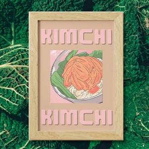Kimchi Pink Anime Art Print Wall Decor Food Kitchen Fun Digital ...