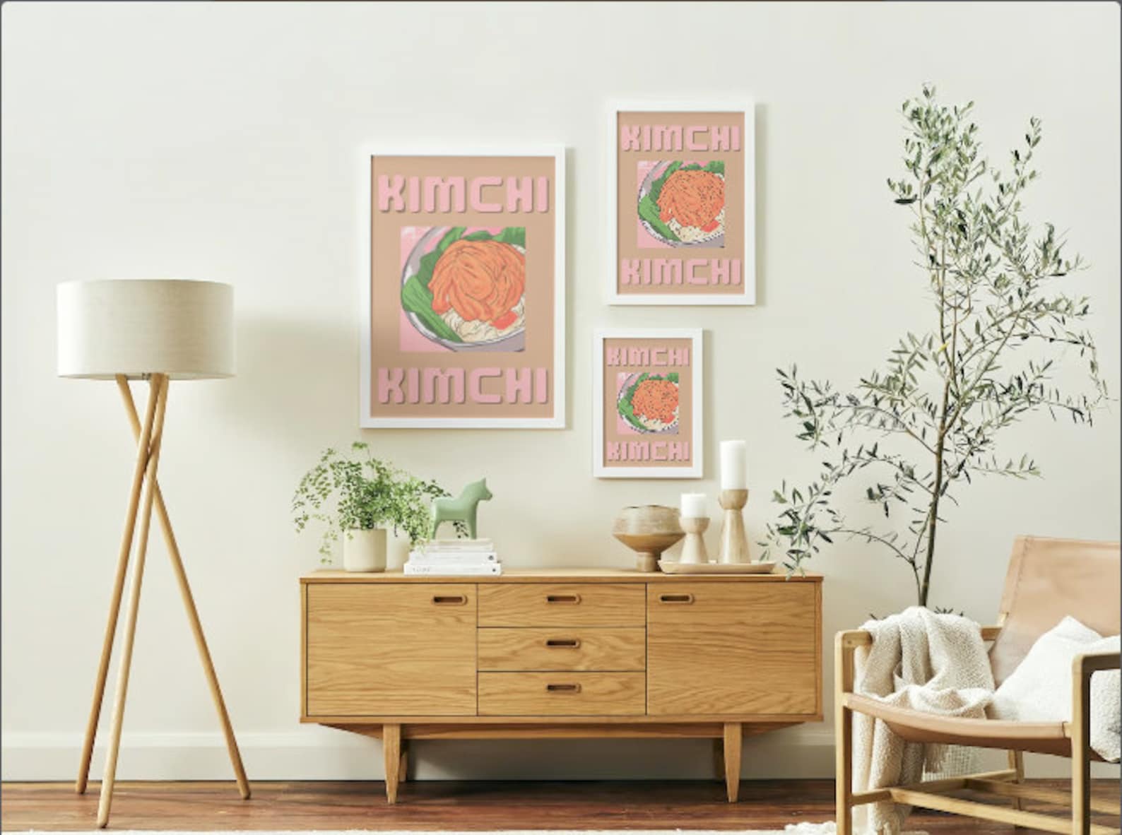 Kimchi Pink Anime Art Print Wall Decor Food Kitchen Fun Digital ...