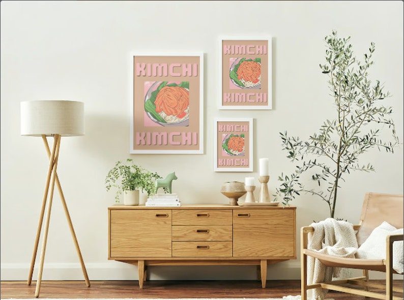 Kimchi Pink Anime Art Print Wall Decor Food Kitchen Fun Digital ...