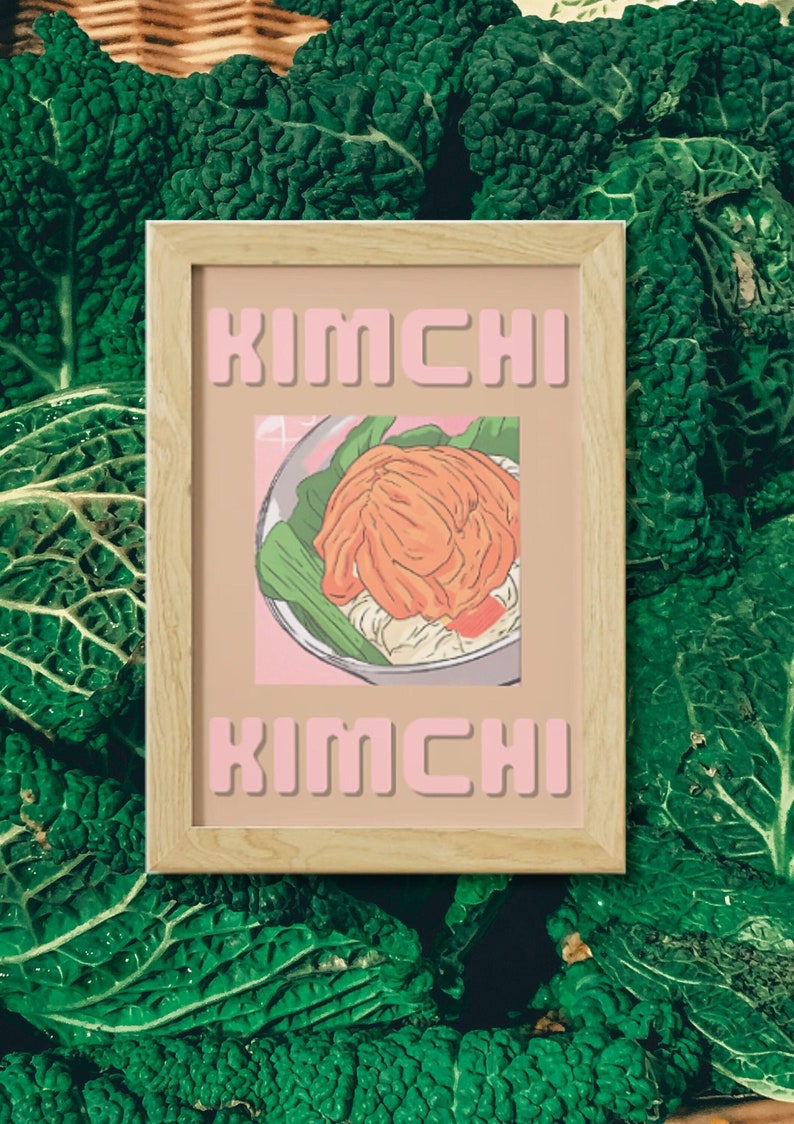 Kimchi Pink Anime Art Print Wall Decor Food Kitchen Fun Digital ...