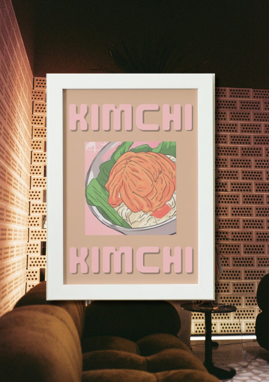 Kimchi Pink Anime Art Print Wall Decor Food Kitchen Fun Digital ...