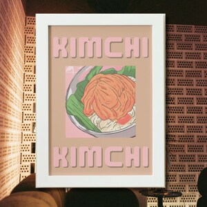 Kimchi Pink Anime Art Print Wall Decor Food Kitchen Fun Digital ...
