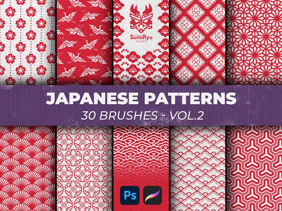 Japanese Pattern Brushes: Procreate & Photoshop Stamps (volume 2) - Etsy
