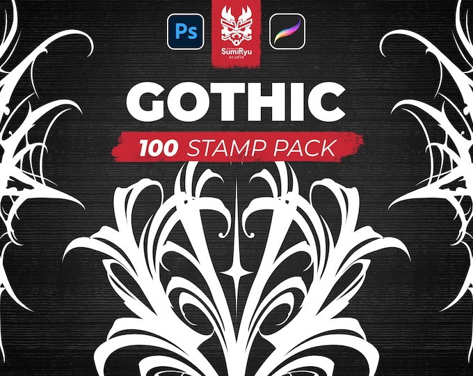 200 Gothic Baroque Frames Procreate Stamps ~ Gothic Boarders Designs & Photoshop Brushes - Etsy