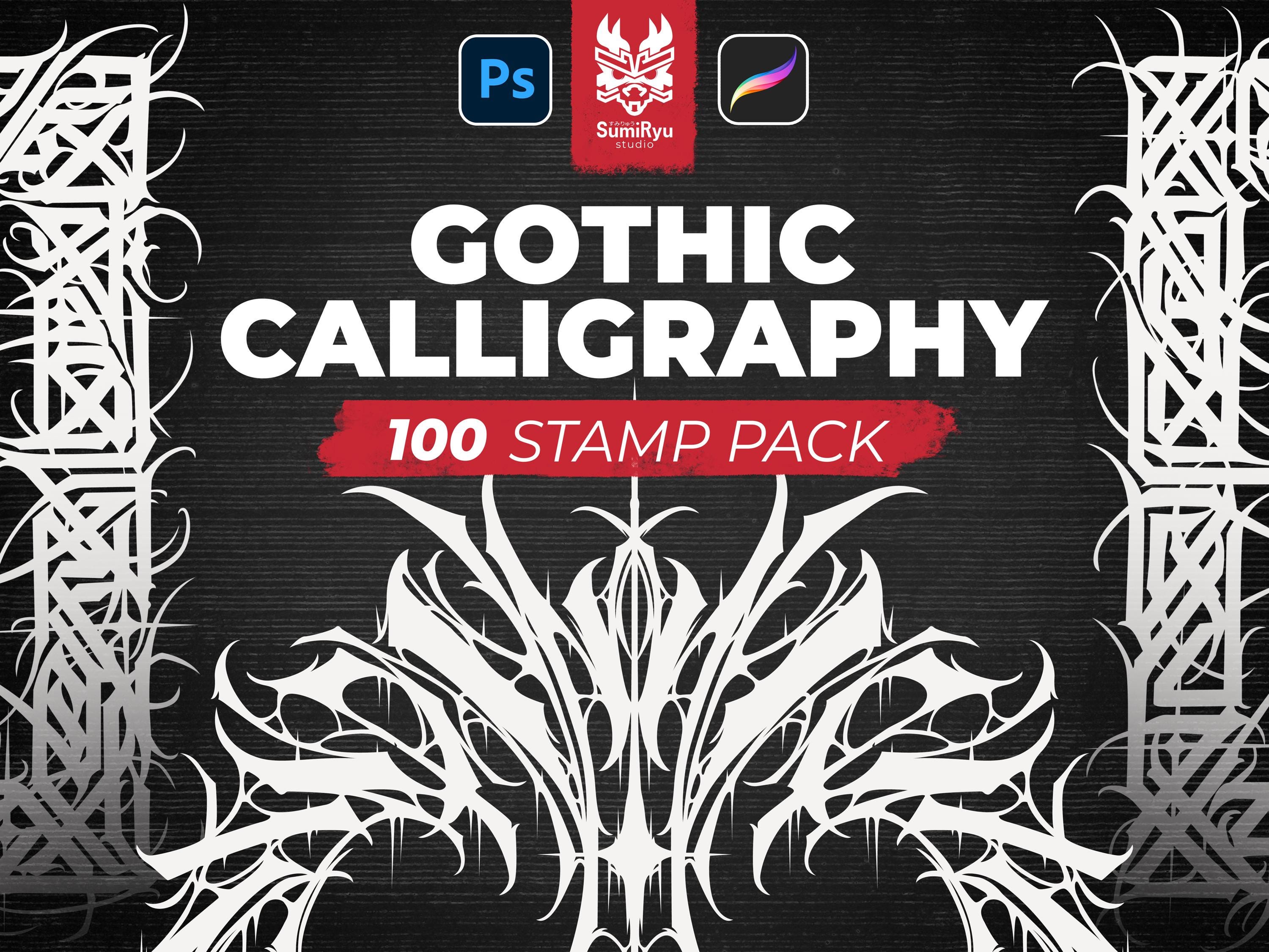 Gothic Calligraphy Tattoo | Procreate & Photoshop | Stamps | Stencils ...