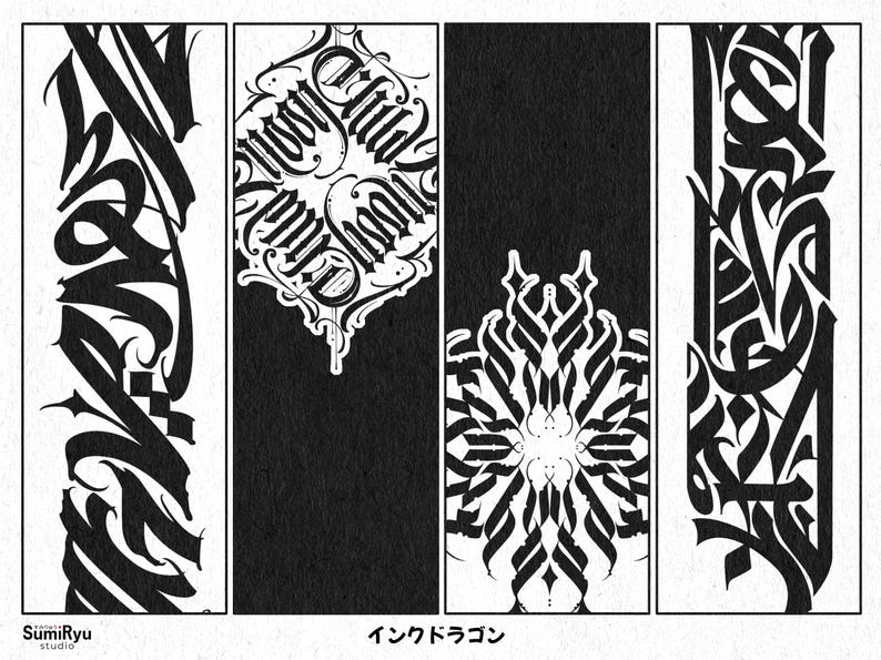 Gothic Calligraphy Tattoo | Procreate & Photoshop | Stamps | Stencils ...