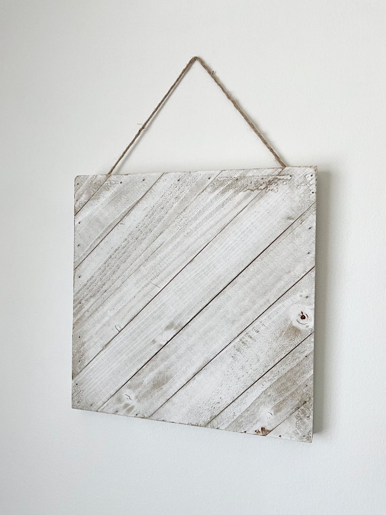White Wood Plank Hanging Sign Wood Hanging Wall Sign Square Plank Sign ...