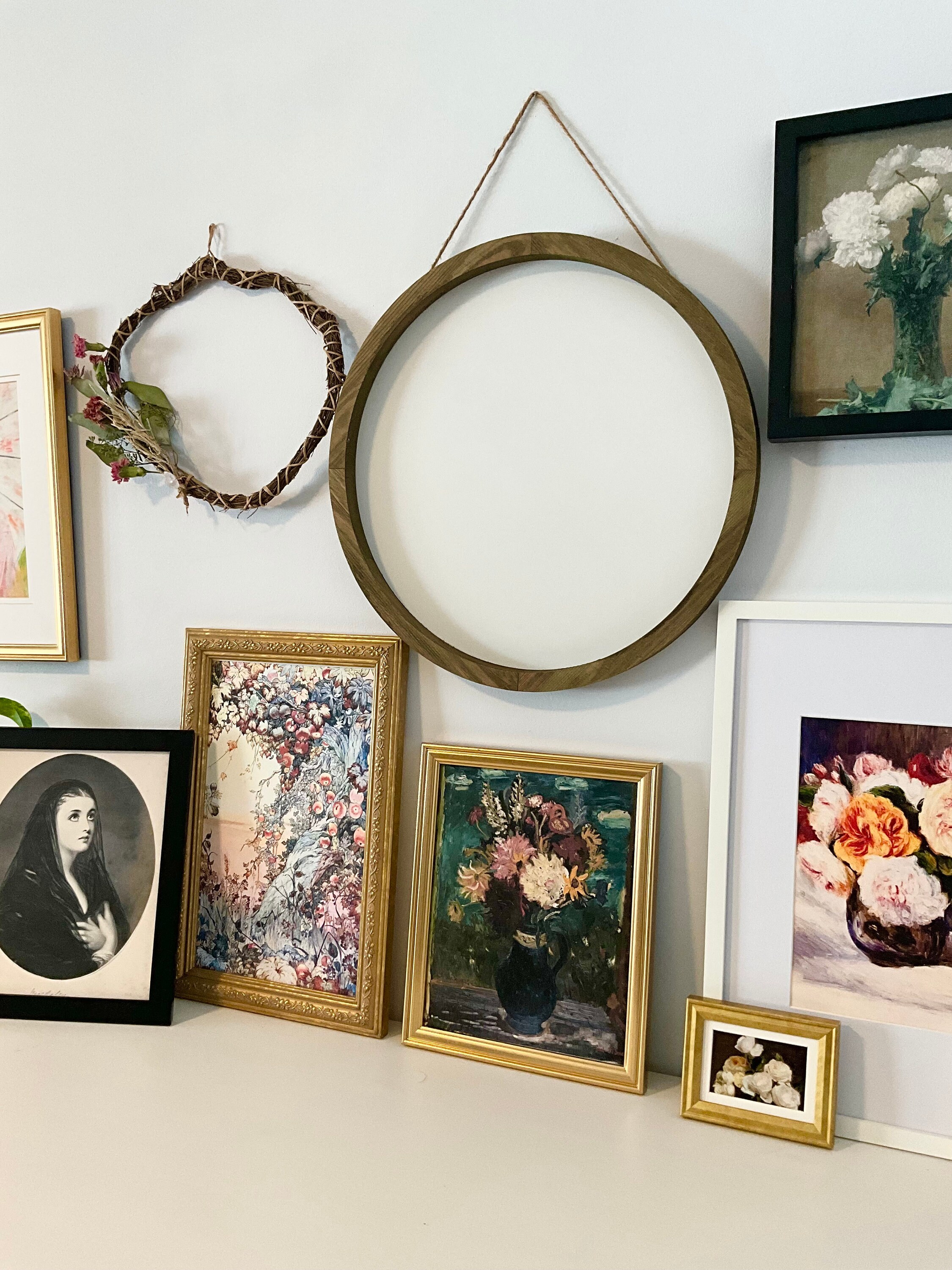 Blank Round Wood Frame DYI Sign Home Decor Circle Sign Blank Sign Frame ...