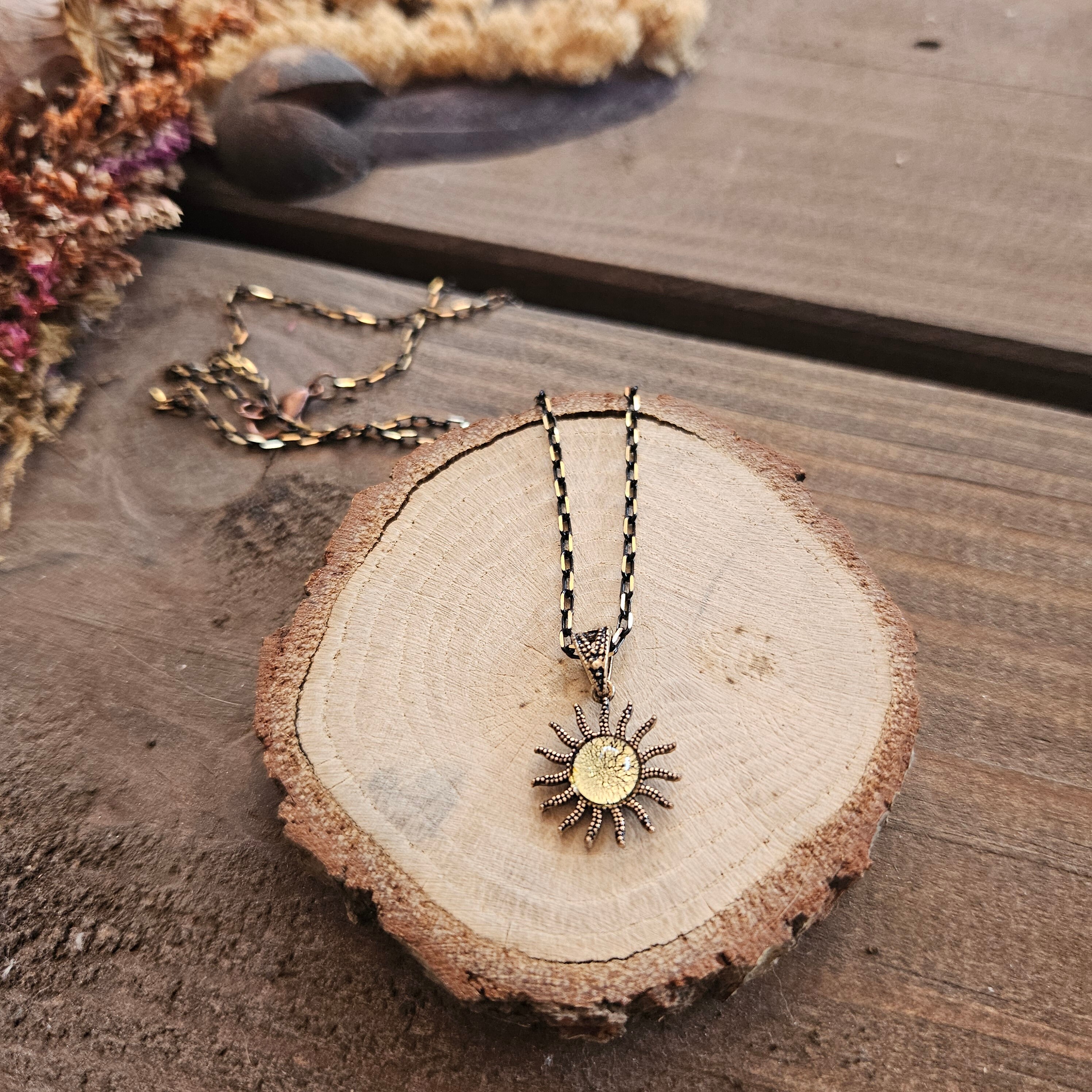 Yellow Murano Glass Sun Shaped Cast Pendant Timeless Sun Necklace ...