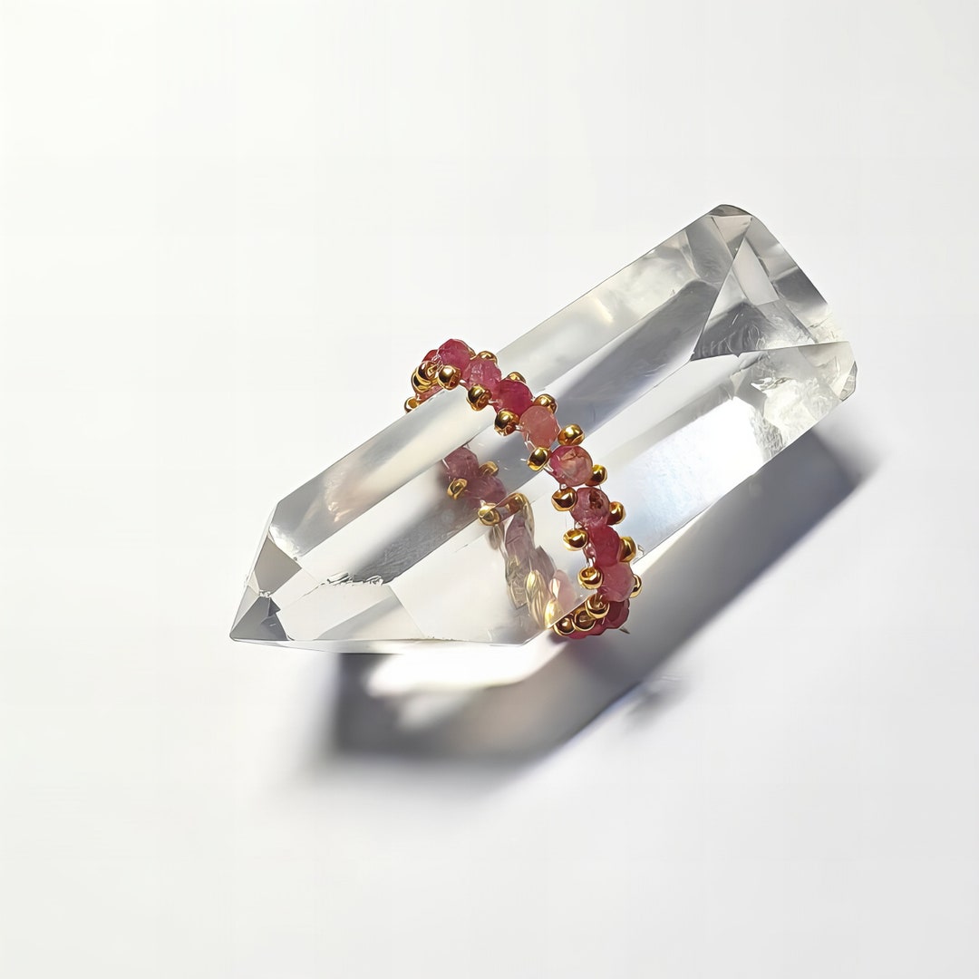 Natural Fine Stone Ring, Pink Tourmaline, Self-confidence Love Wisdom ...