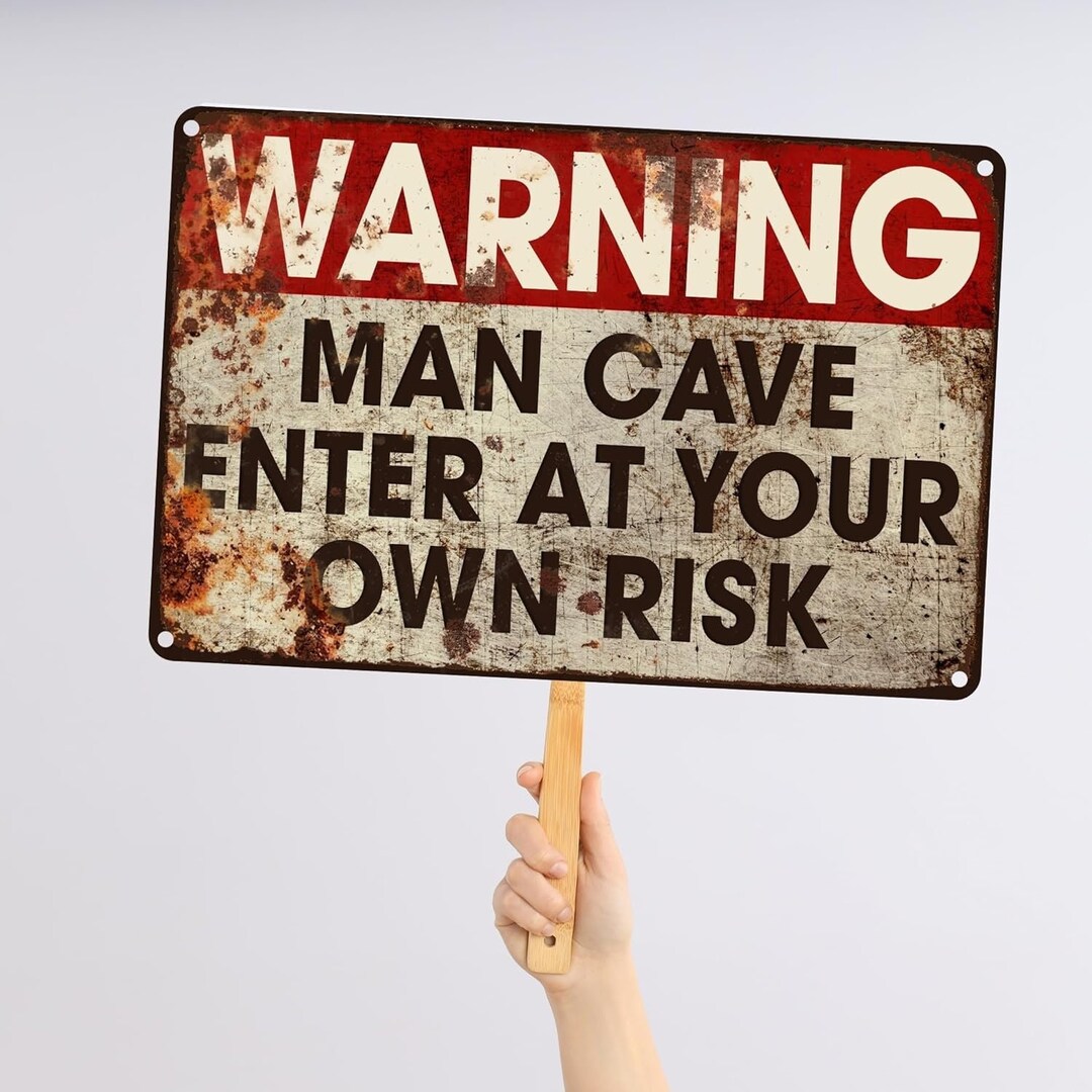 Warning: Man Cave Enter at Your Own Risk 12x8 or 18x12 Inch Metal Tin ...
